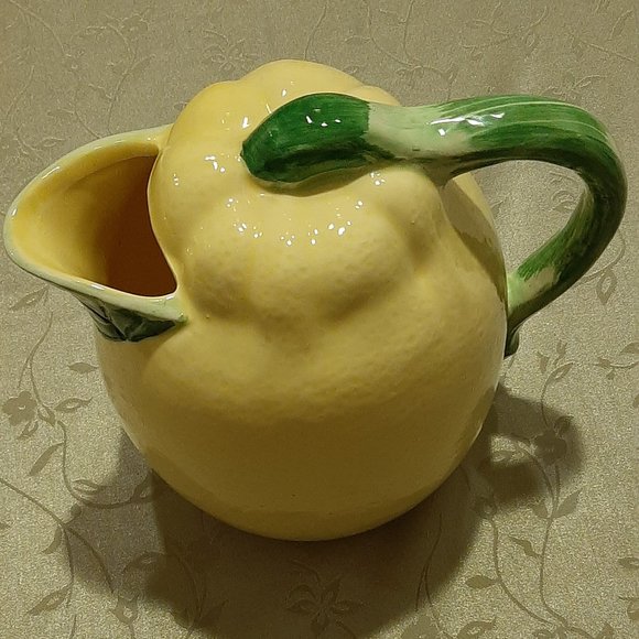 Dining | Ceramic Lemon Shape Yellow Pitcher 8in Tall 56 Ounce Capacity ...